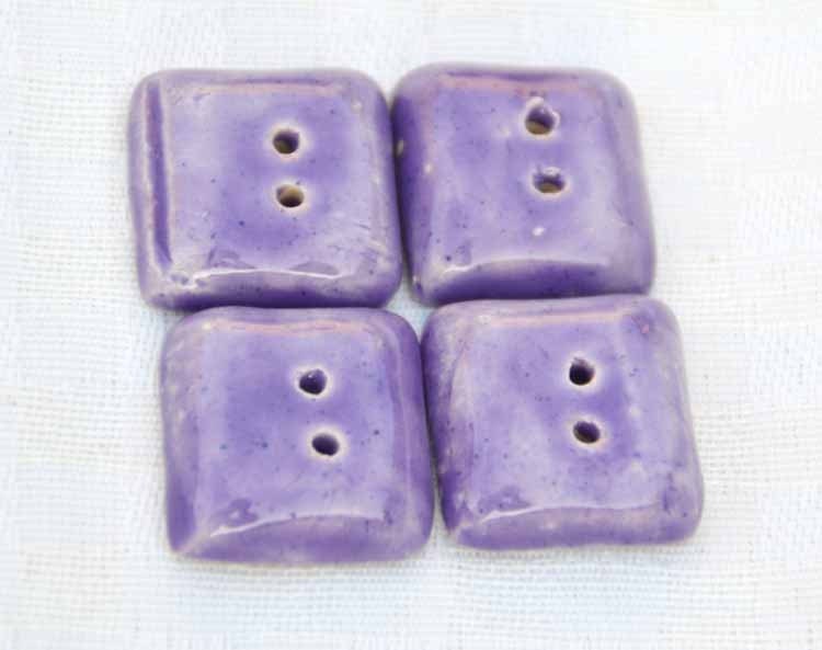 4 Pieces Handmade Ceramic Large Square Buttons in Soft Violet - Etsy