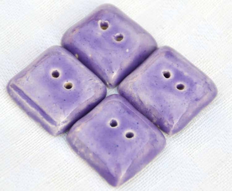 4 Pieces Handmade Ceramic Large Square Buttons in Soft Violet - Etsy