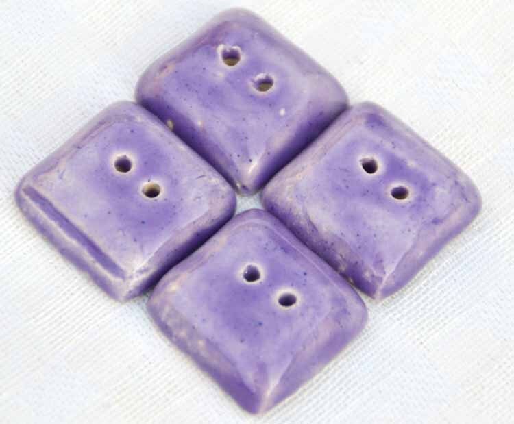 4 Pieces Handmade Ceramic Large Square Buttons in Soft Violet - Etsy