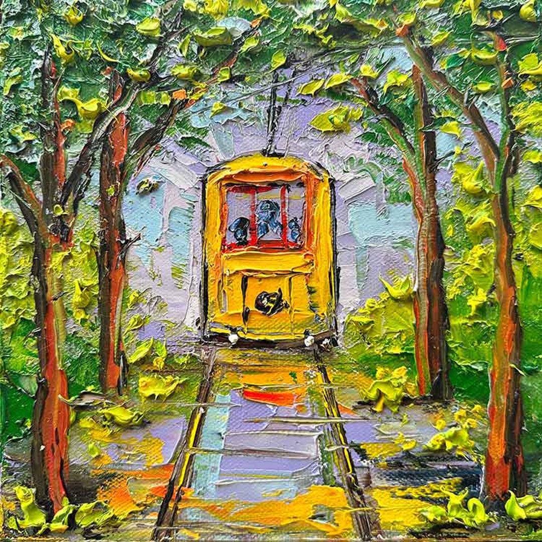 San Fran Cable Car Painting: Cityscape Charm on Canvas, Perfect Wall ...