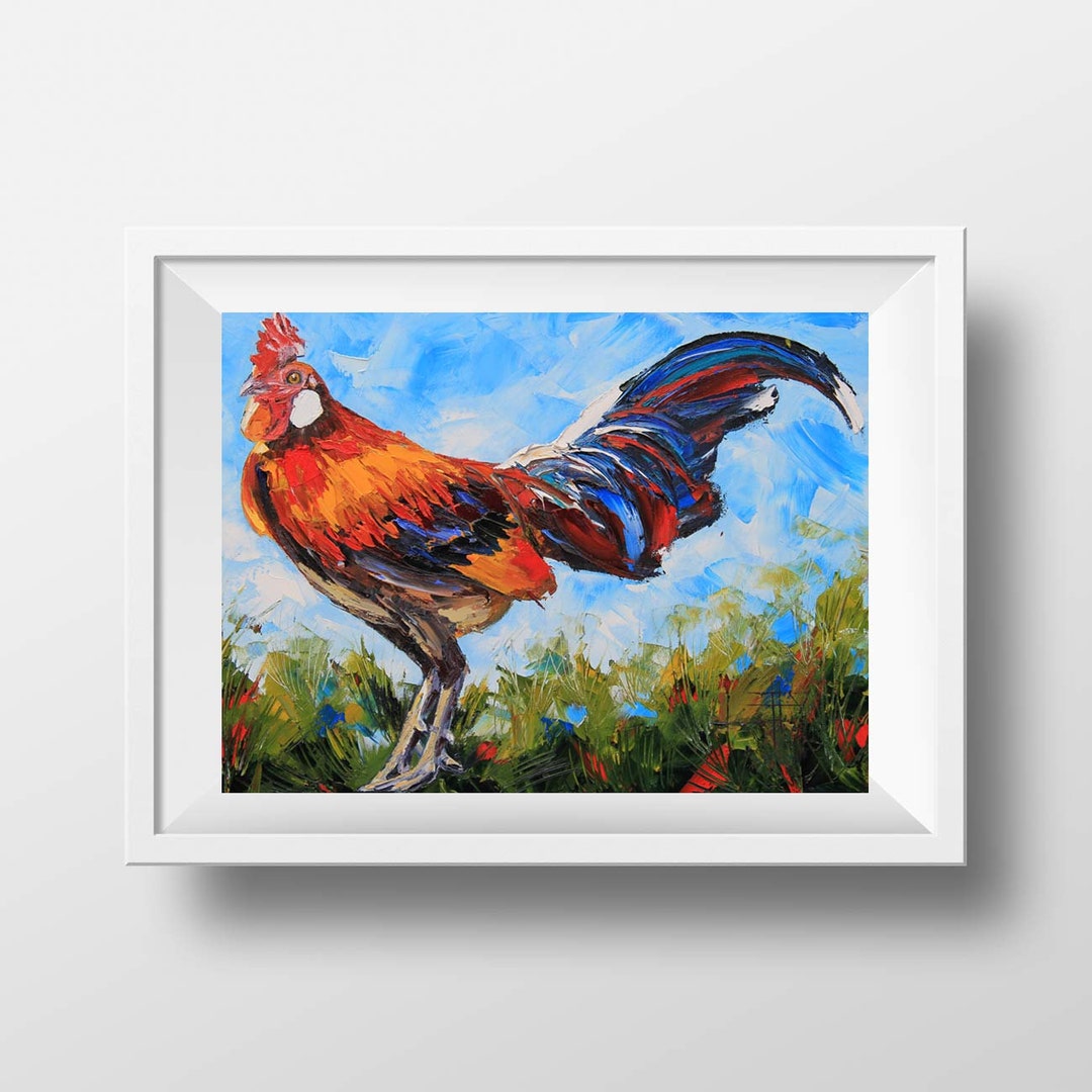 Rooster Print Kitchen Decor Chicken Art Giclee Print - Etsy
