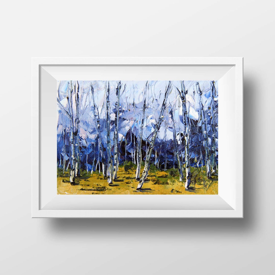 Birch Tree Giclee Art Print: Fall Forest Landscape by Lisa Elley - Etsy