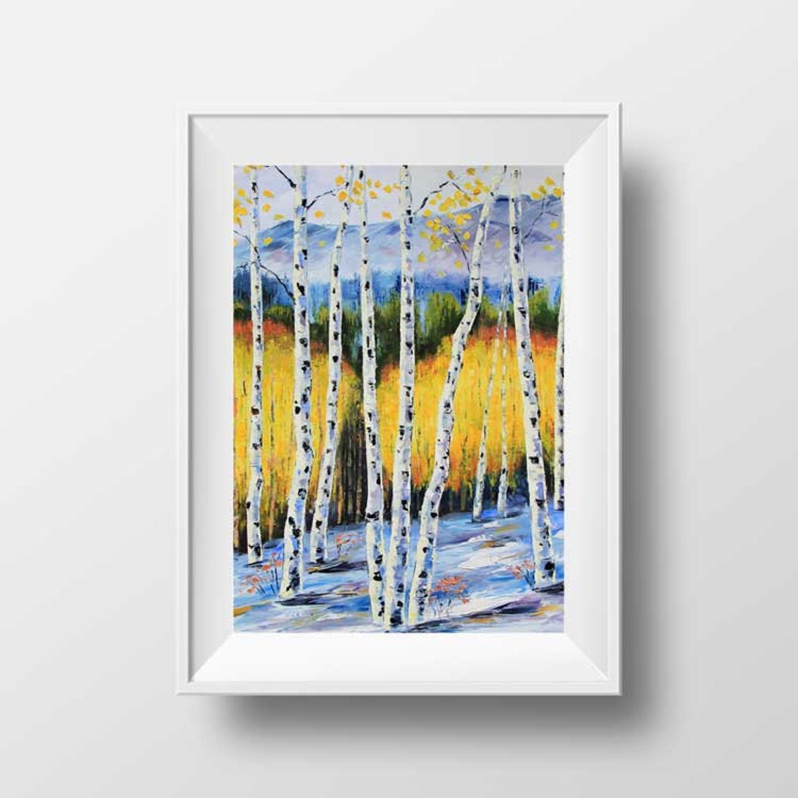 Landscape Print Birch Trees Palette Knife California Art | Etsy