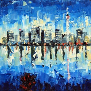 New Zealand Print, Auckland Abstract Landscape, Award Winning Original ...