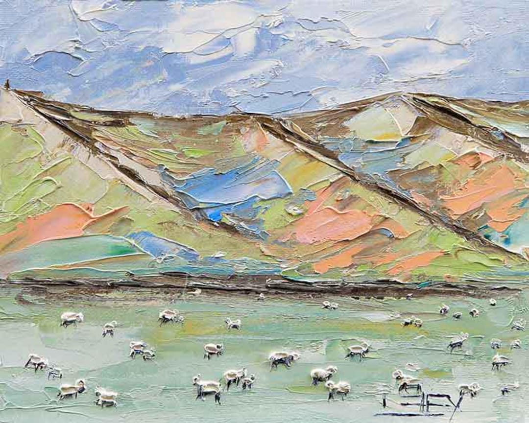 New Zealand Farmland Sheep Poster Print by Award Winning Artist Lisa ...