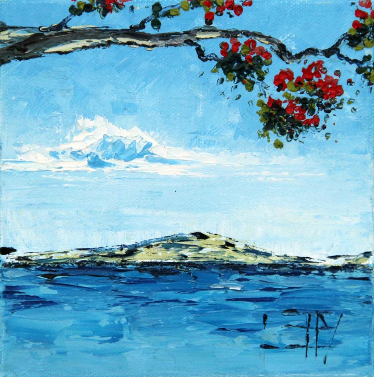 Rangitoto Island Art Print: Auckland, New Zealand, Pohutukawa Tree (8x8 ...