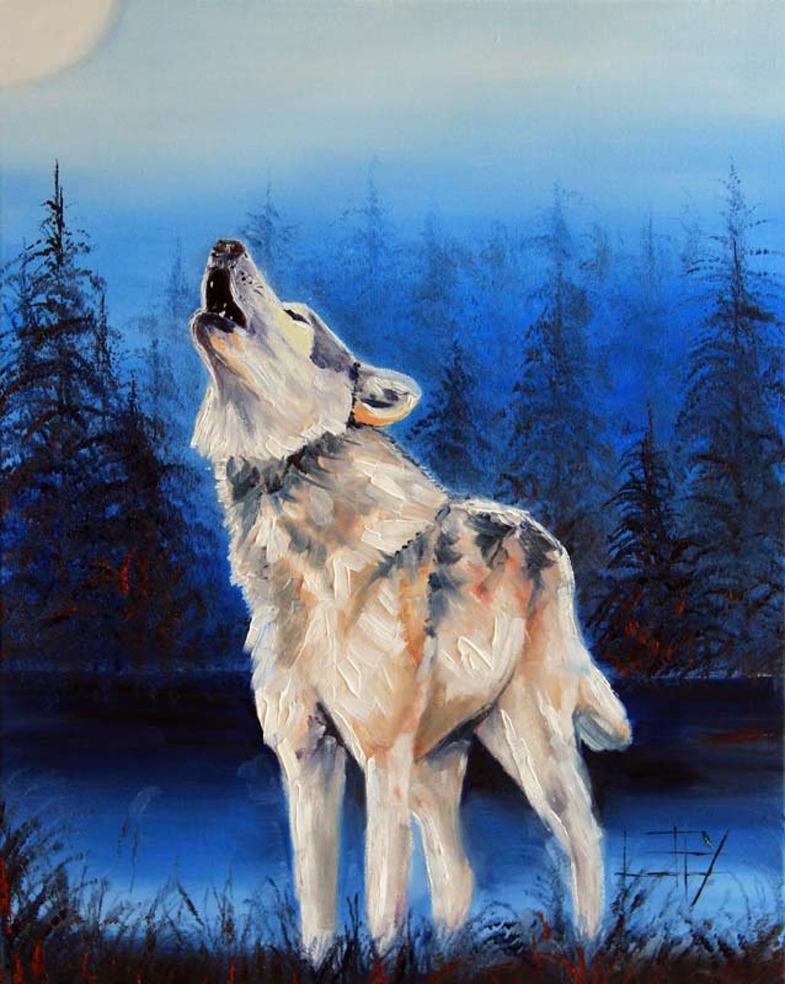 Wolf Print Howling Wolf Art Surreal Fantasy Artwork Giclee | Etsy
