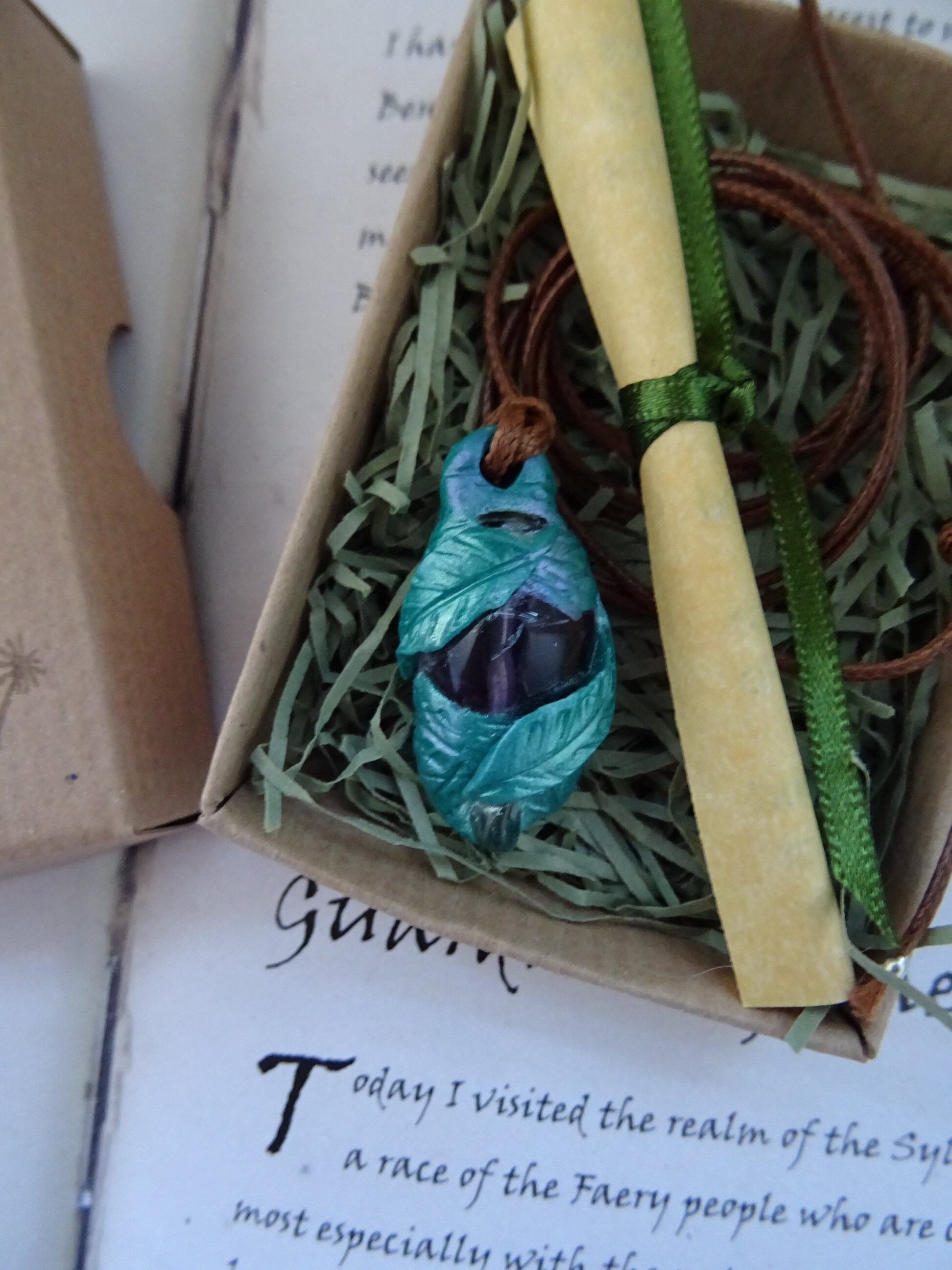 Elven Guardian Pendant ~ Amethyst, Peridot & Quartz pendant