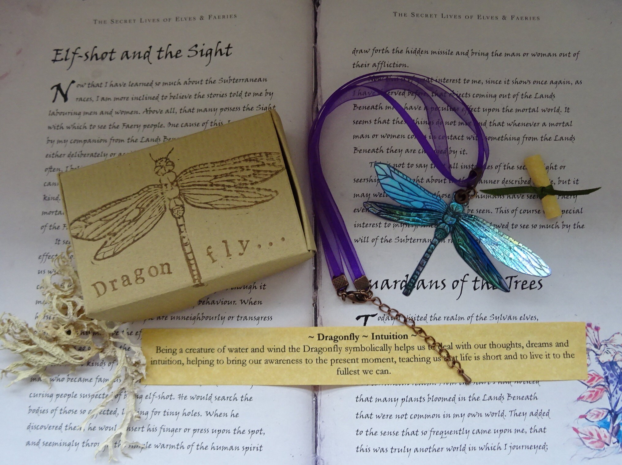 Dragonfly Ribbon Necklace ~ Cosmic Blue