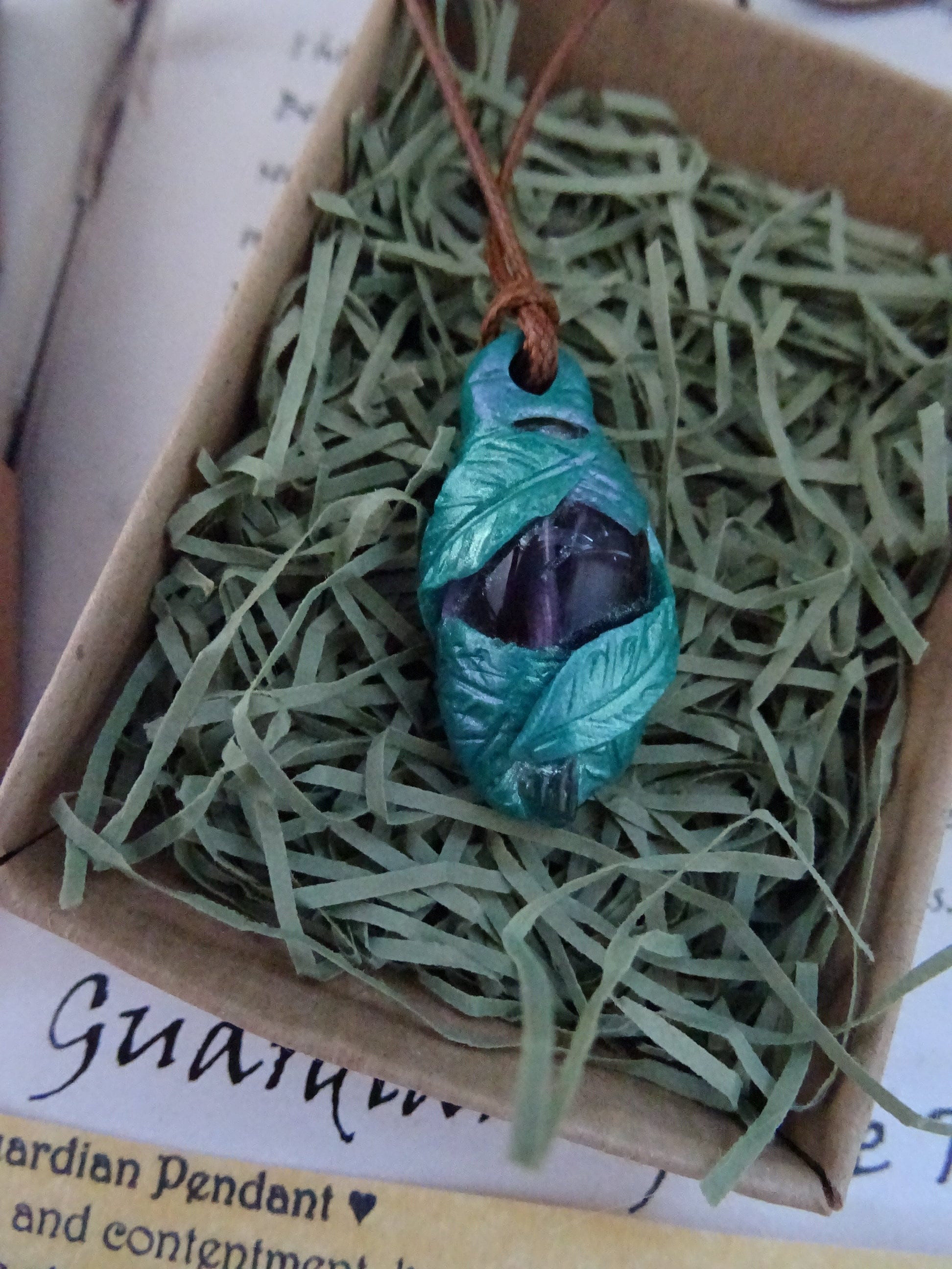 Elven Guardian Pendant ~ Amethyst, Peridot & Quartz pendant