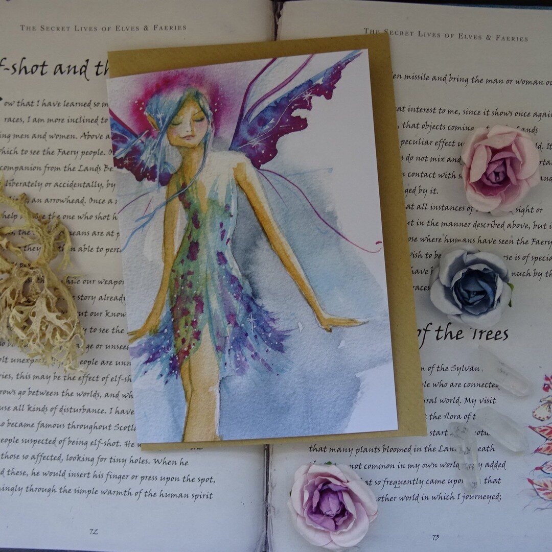 Blue Faerie Art Card: Recycled Greetings Card - Etsy