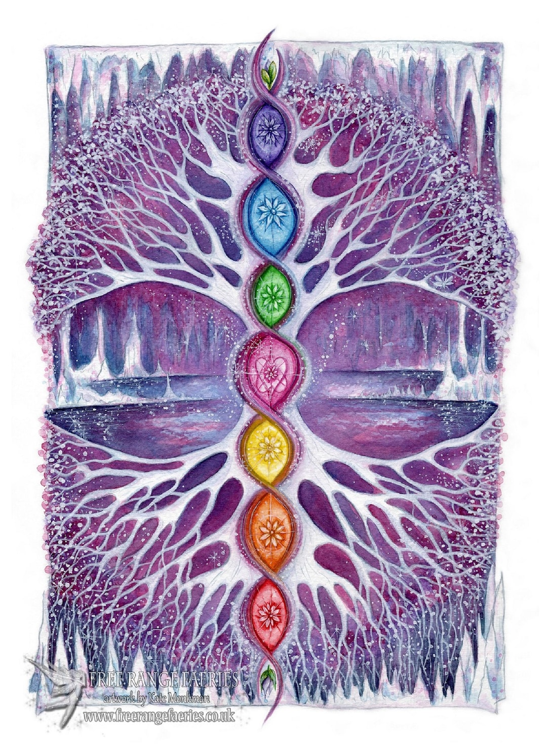Crystal Tree A3 Art Print: Signed Watercolor World Tree of Life - Etsy