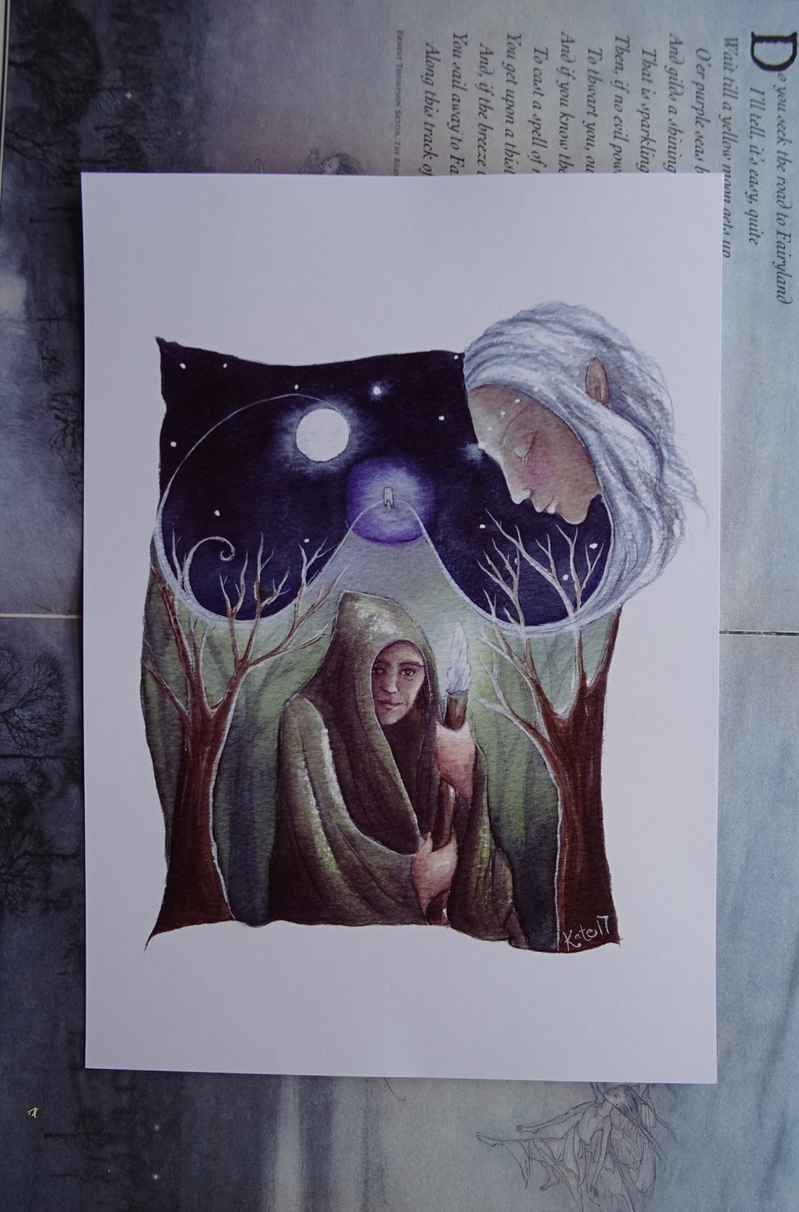 A4 Art Print Merlin's Journey Glastonbury Tor Goddess - Etsy UK