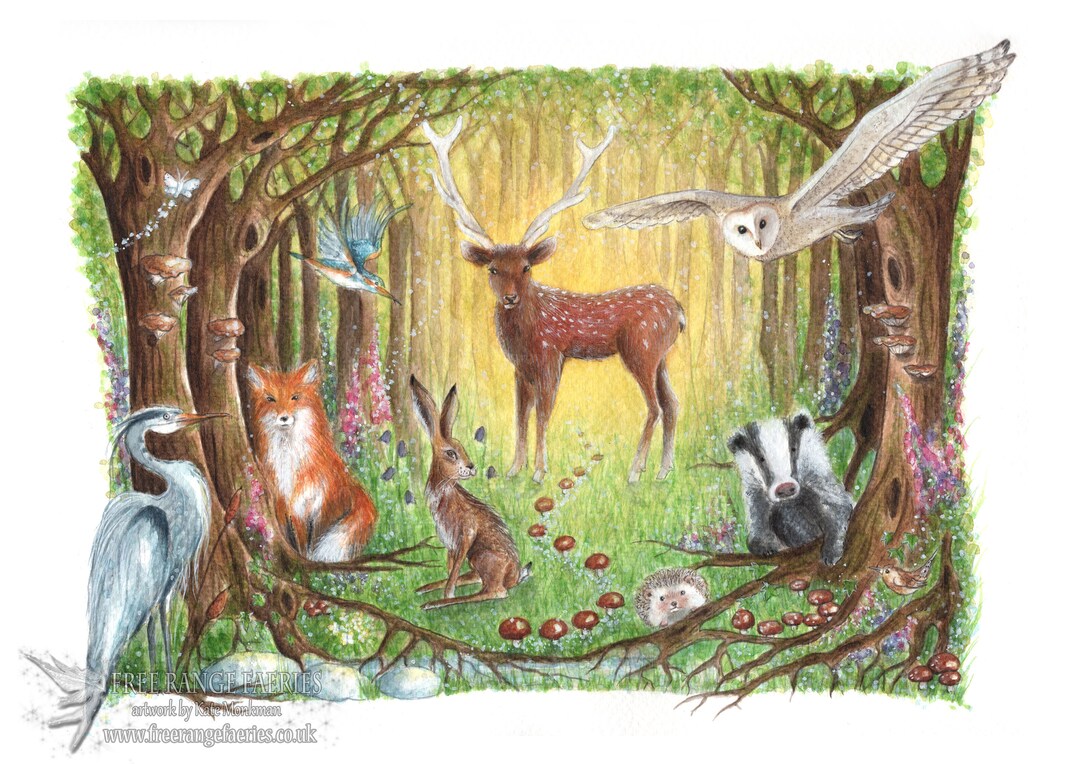 Woodland Animals A3 Art Print: Children's Book Illustration - Etsy