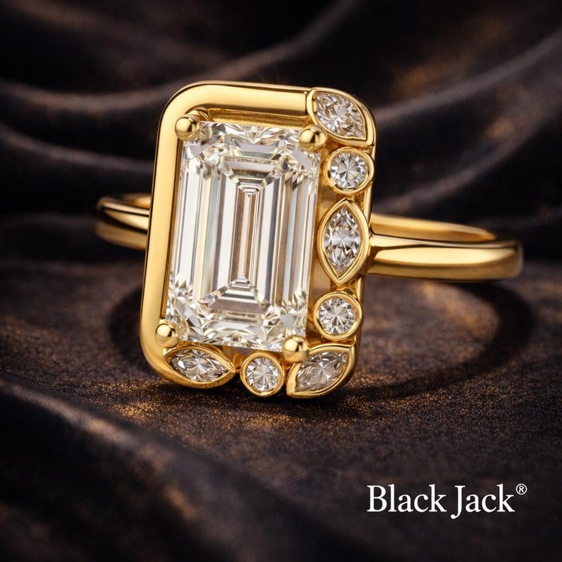 3.40 Ct Pet Memory Diamond Ring | 3.00 Ct Emerald Cut Lab Grown CVD ...