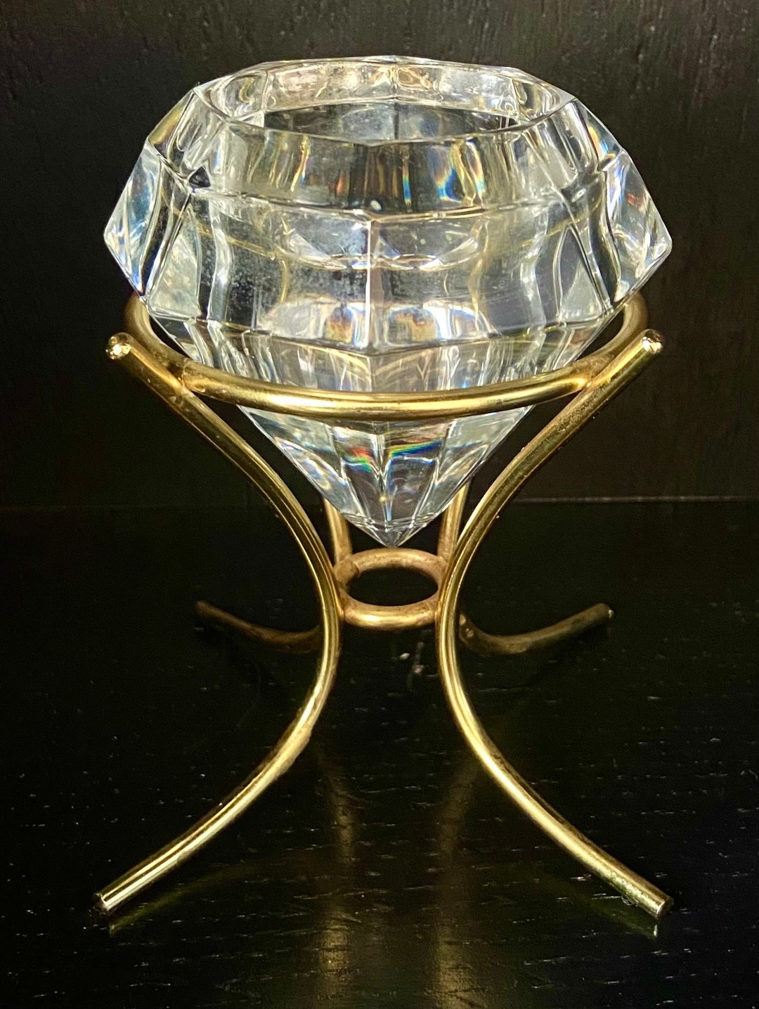 Crystal Cut Diamond Candle Votive Holder With Stand - Etsy