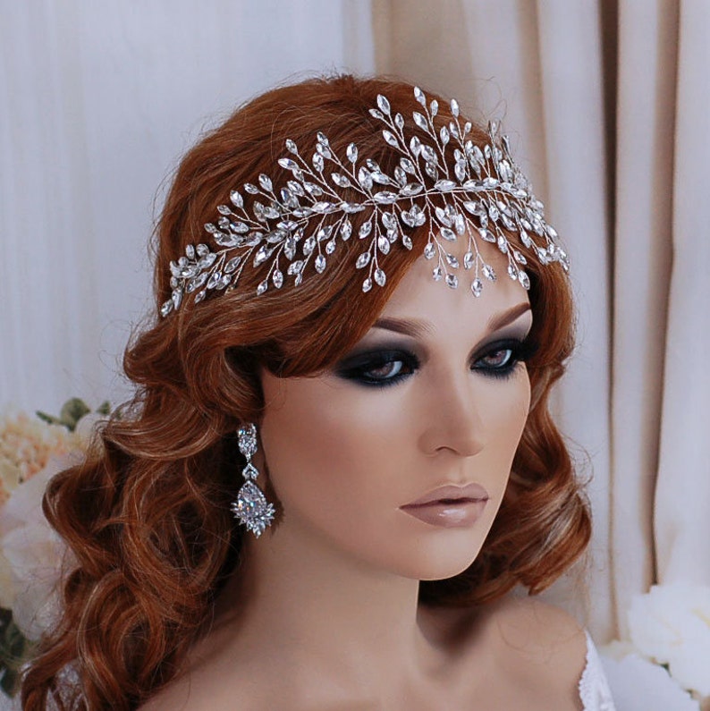 Bridal Wedding Hair Vine Wreath Headpiece Crystal Party Boho Etsy