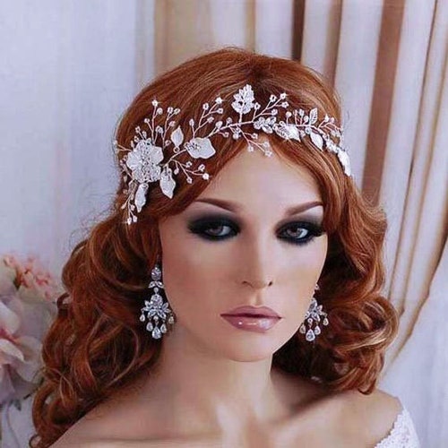 Silver Or Champagne Gold Bridal Party Headpiece Hair Wreath Etsy