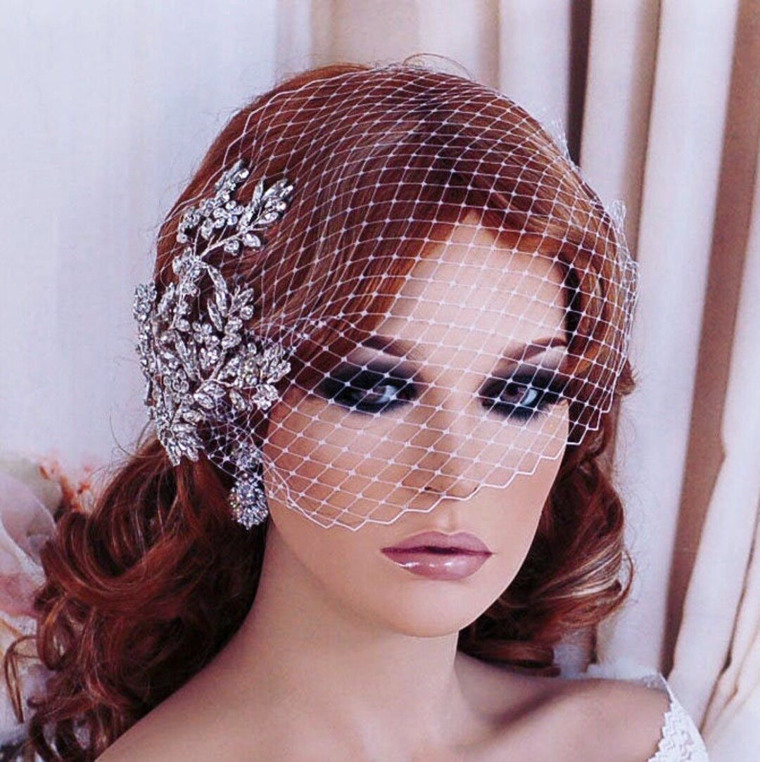 Wedding Headpiece, Bird Cage Veil, Bridal Birdcage Veil, Hair Comb ...
