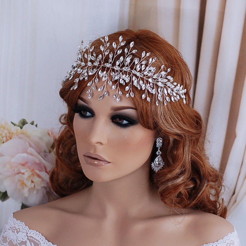 Bridal Wedding Hair Vine Wreath Headpiece Crystal Party Boho Etsy