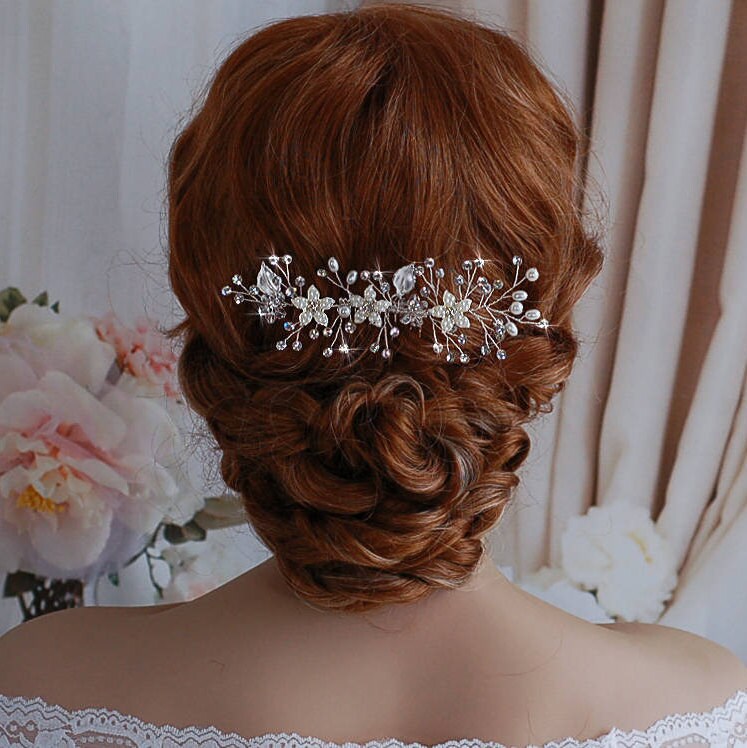 Bridal Hair Comb Headpiece Jewelry Silver or Gold Wedding | Etsy