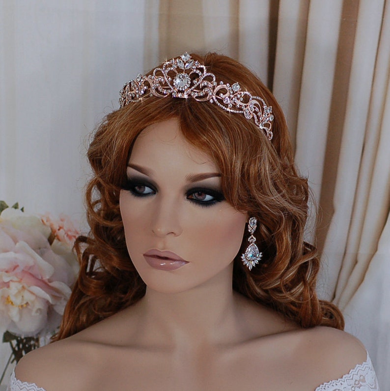 ROSE GOLD or Silver Bridal Headpiece Tiara Pageant Crown Head - Etsy