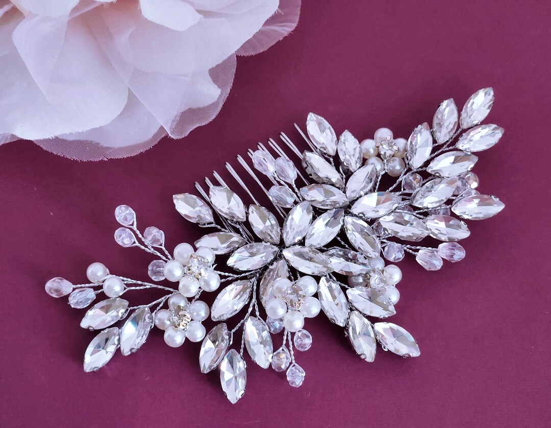 Silver Hair Comb Bridal Headpiece Weddings Rose Gold Hair Jewelry Gold ...