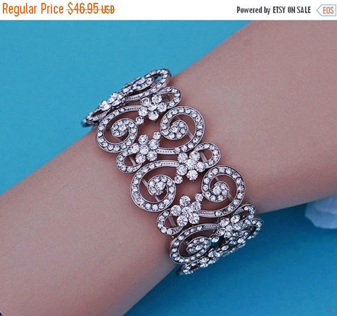 Wedding Bracelet Crystal Stretchable Stretch Jewelry Weddings - Etsy