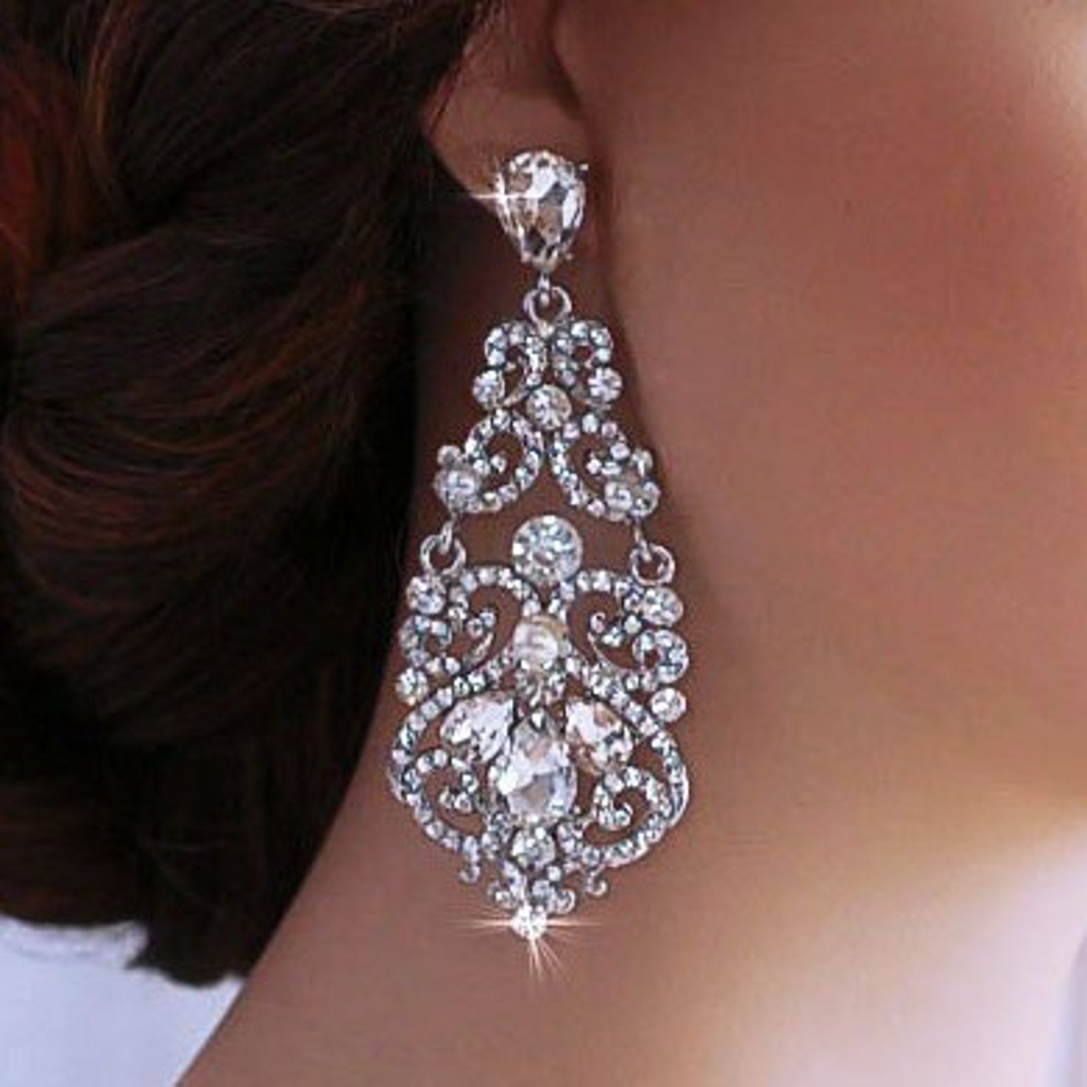 Pageant Bridal Earrings Party Bride Wedding Jewelry Crystal - Etsy
