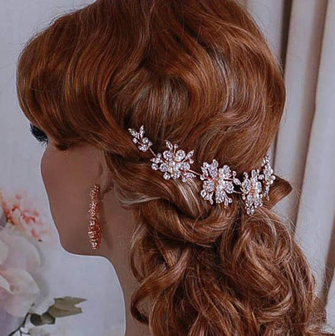 ROSE GOLD or Silver Hair Vine Bridal Headpiece Bride Head - Etsy