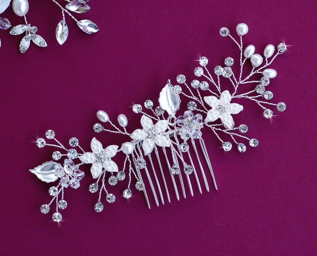 Bridal Hair Comb Headpiece Jewelry Silver or Gold Wedding - Etsy