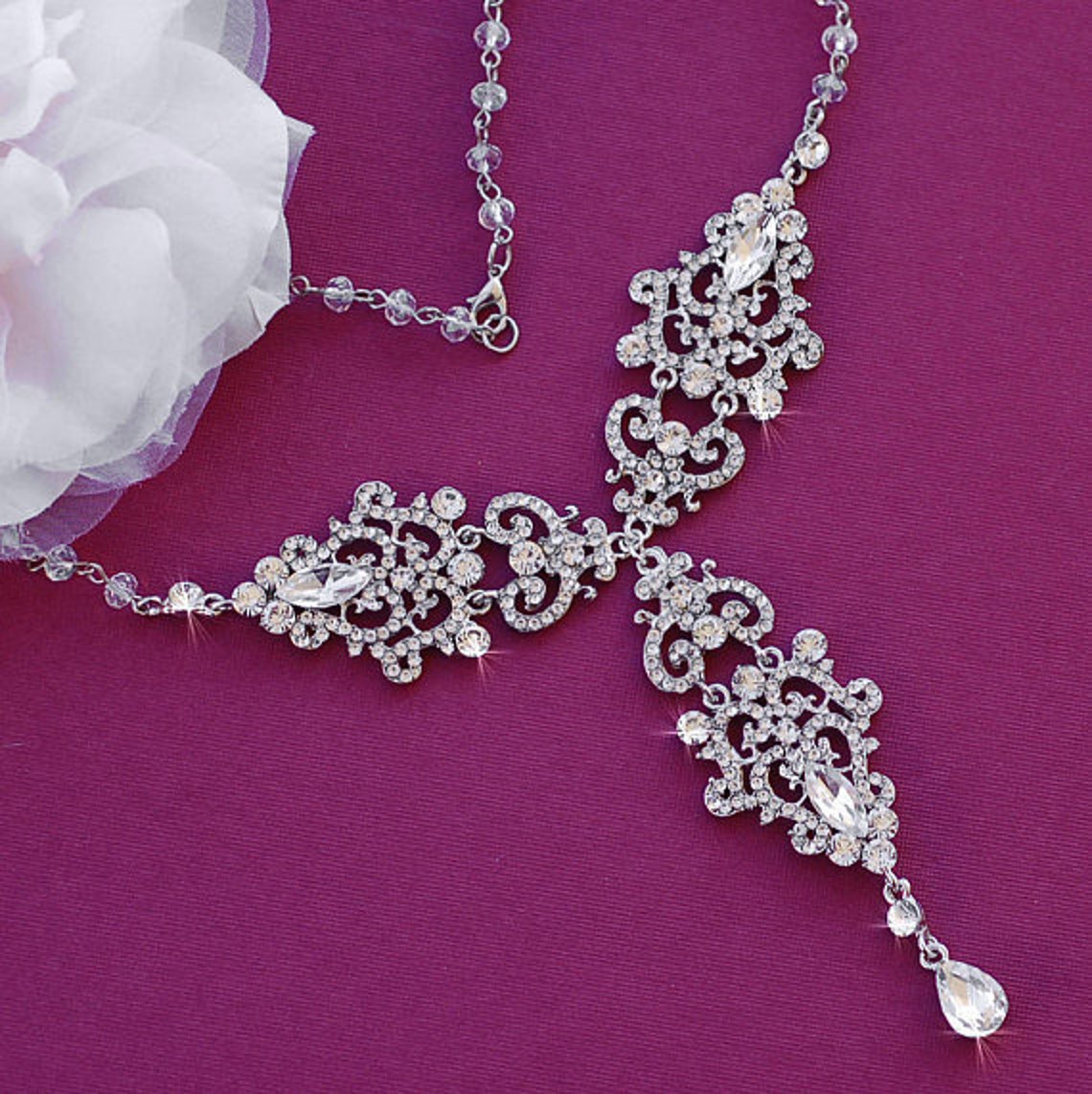 Wedding Jewelry Bridal Earrings Silver Party Bride Crystal | Etsy