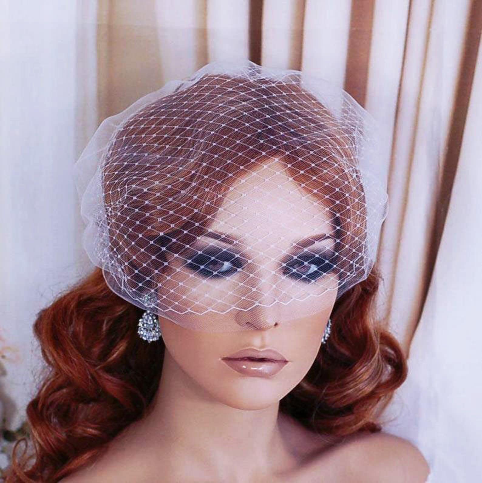 Double bird Cage Veil Birdcage Bridal Wedding White Ivory Black ...