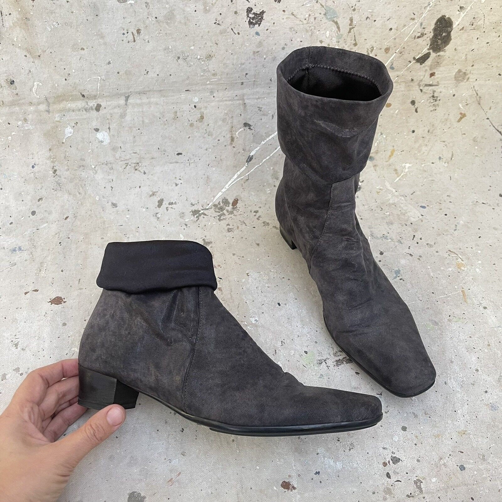 Vintage Y2K Jaime Mascaro Sock Boots Shiny Grey Stretch - Etsy