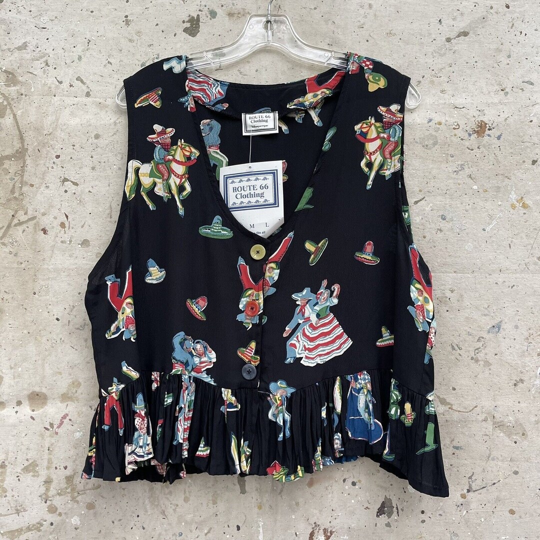 Vintage Route 66 40’s/50’s Inspired Western Print Rayon Top NWT - Etsy