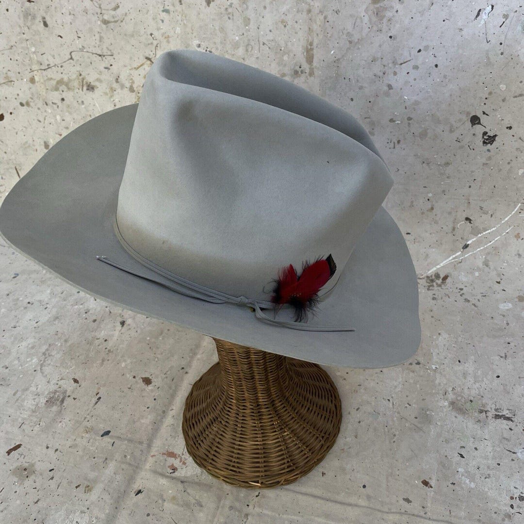 Vintage Bailey Hand Creased Light Gray One Hundred Beaver Cowboy Hat 7 ...