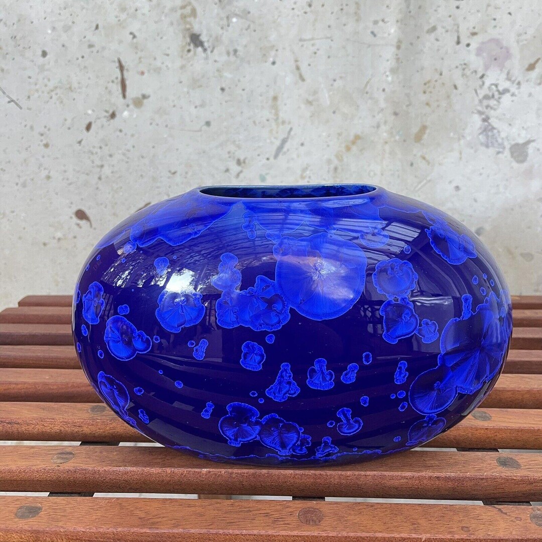 Vintage Jon Price Pottery Cobalt Blue Crystalline Glaze Vase - Etsy