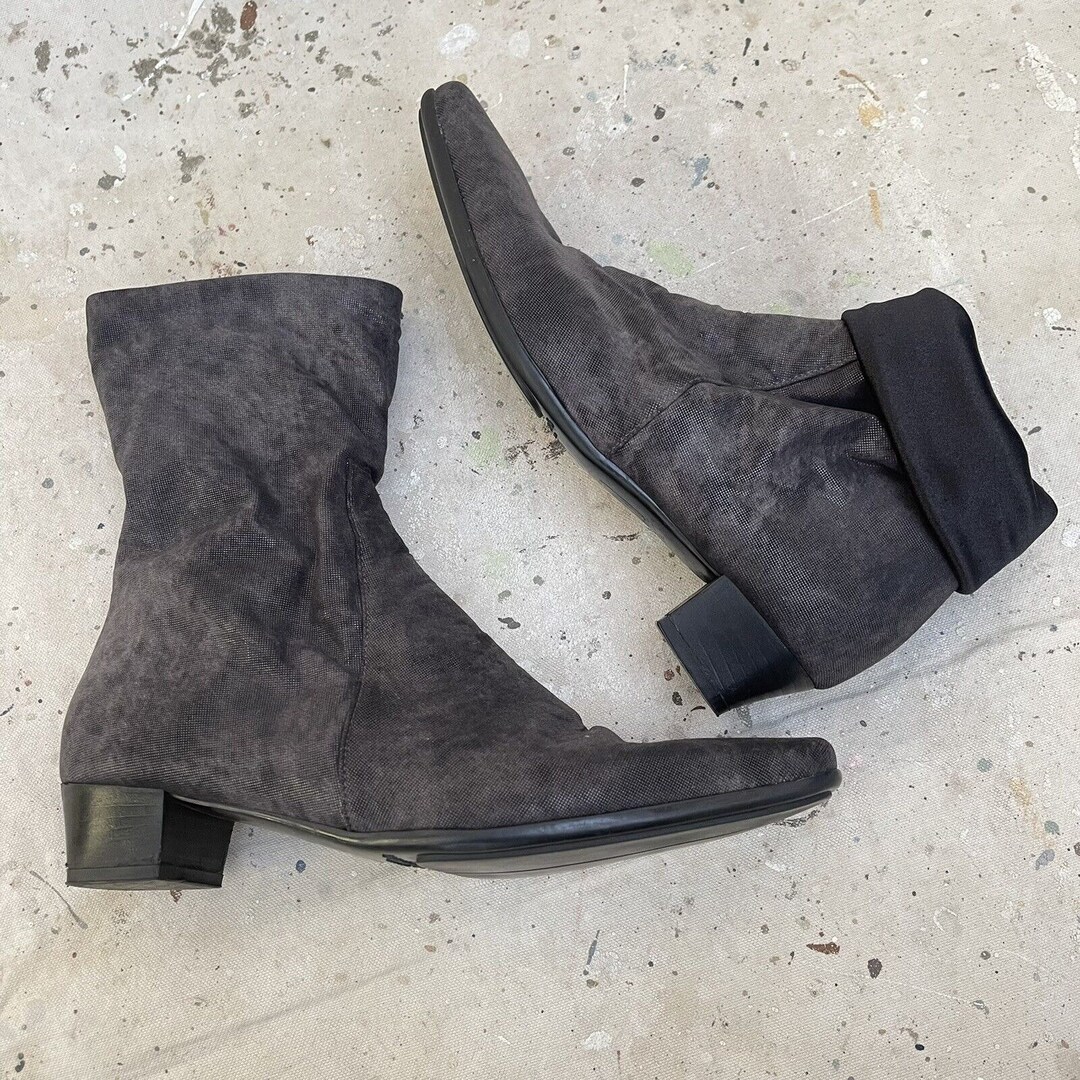 Vintage Y2K Jaime Mascaro Sock Boots Shiny Grey Stretch Fabric, 7.5 - Etsy