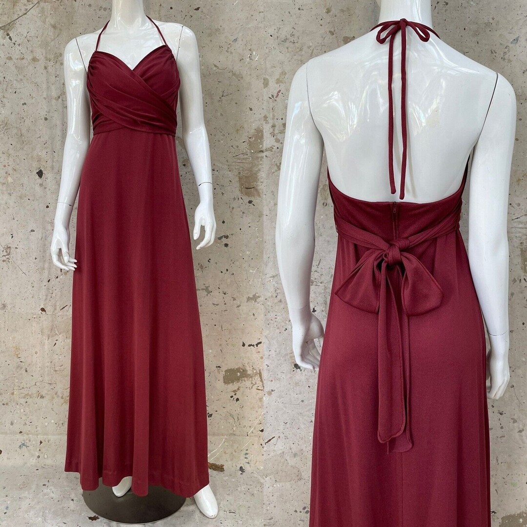 Vintage Bronze Disco Maxi Dress With Wrap Bodice by Roberta - Etsy
