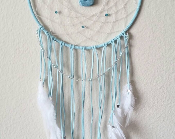 Large Light Blue Dream Catcher With Blue Quartz, Swarovski Crystals ...