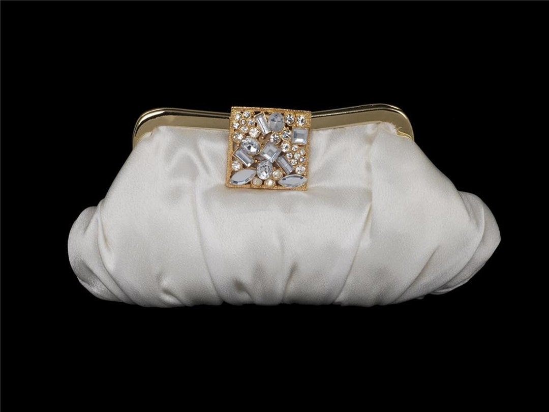 Bridal Bag, White Satin Evening Bag, Wedding Bag, Wedding Purse ...