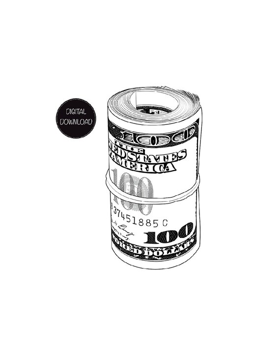 Money Roll Png Money Cash Roll Knot Stack 100 Dollars Rubber - Etsy