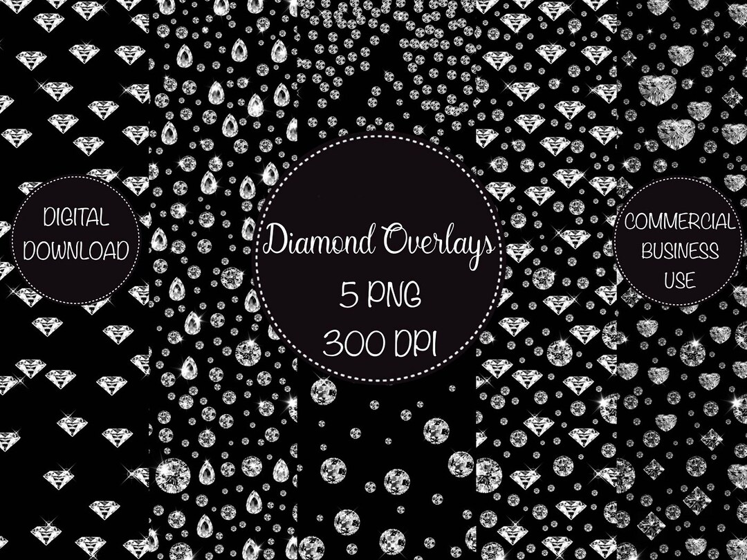 Diamond Design Bundle, Diamond Clipart, Diamond Overlay Png, Jewel ...