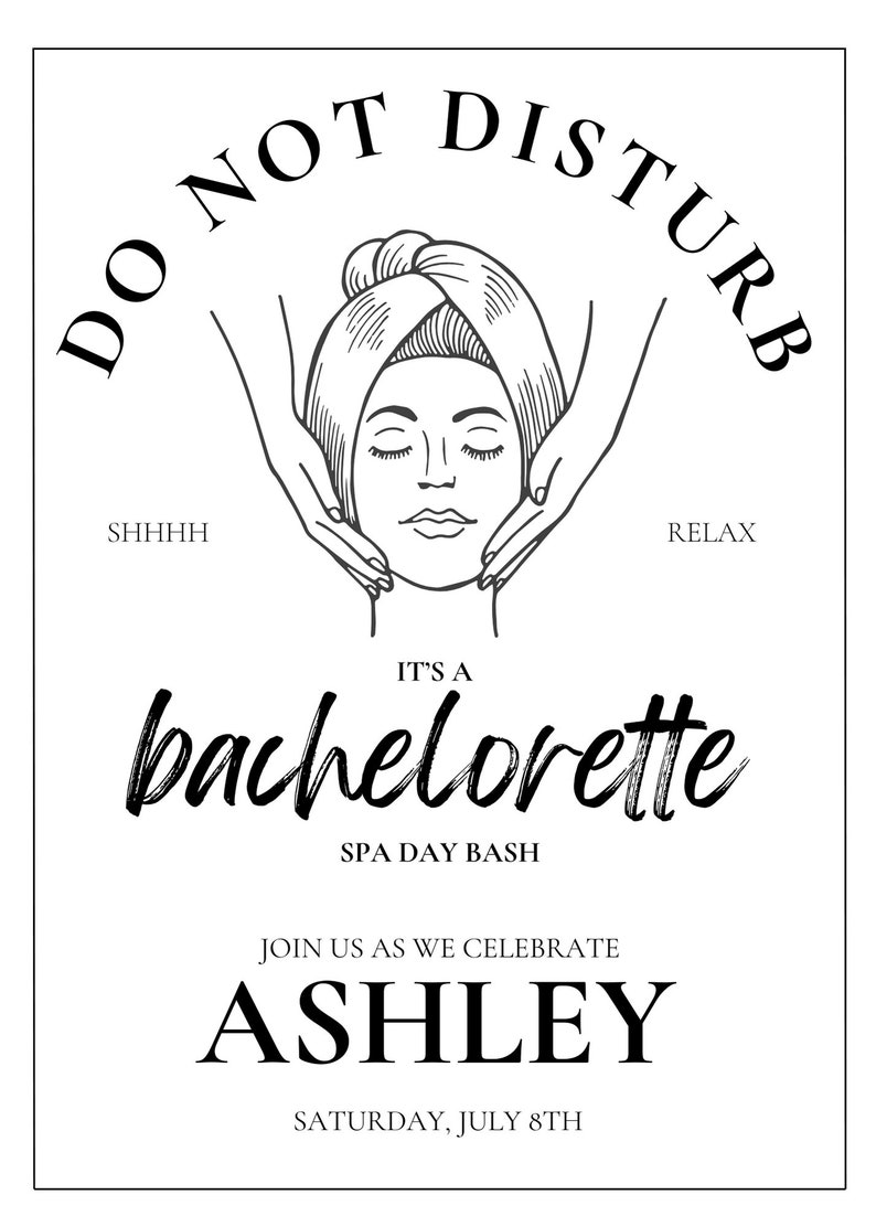 Bachelorette Spa Day Party Invitation With Itinerary Pamper Weekend ...