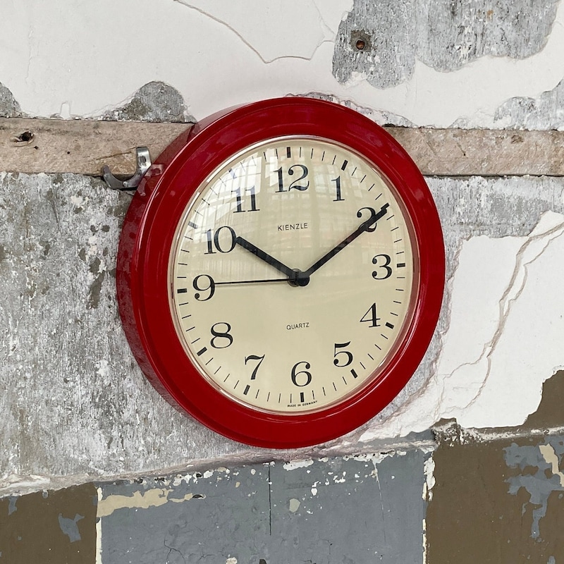 Red Wall Clock - Etsy