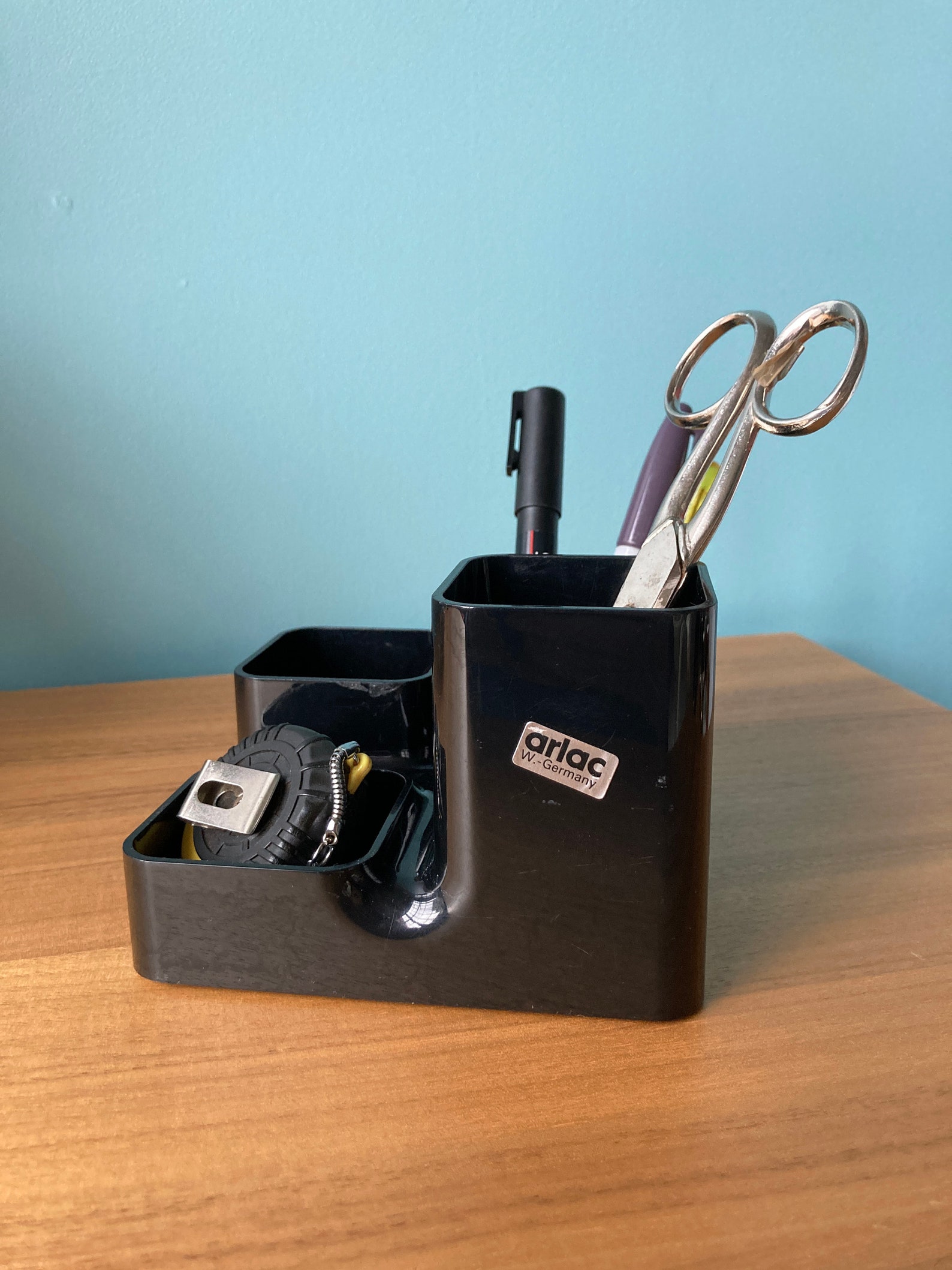 Vintage Arlac West-germany Black Desk Organizer Pencil Holder 80s Desk ...
