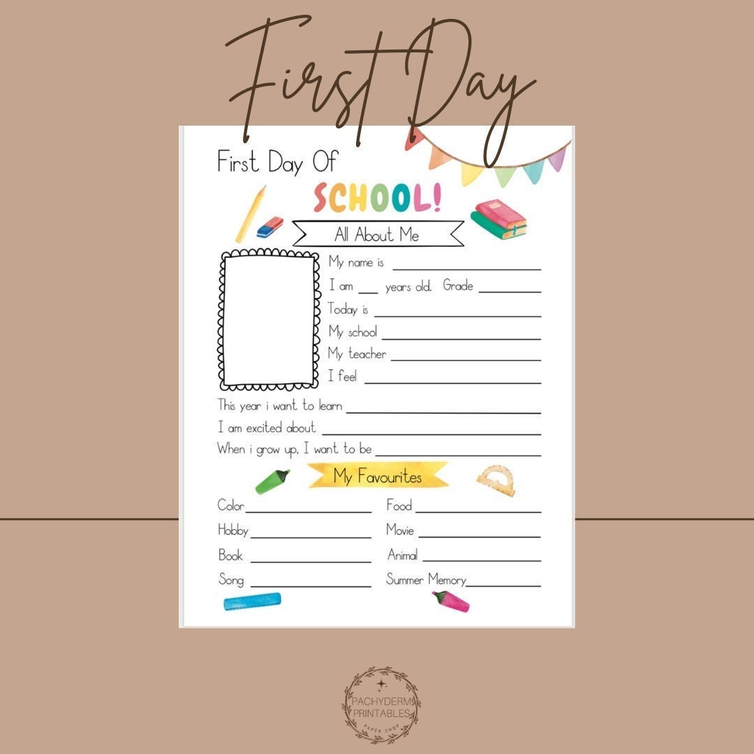 Editable First Day of School Interview, Kids Keepsake (PDF) - Etsy
