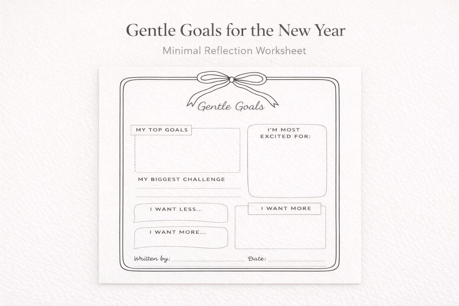 Gentle Goals Worksheet Printable | Soft Goal Setting Planner | Minimal ...