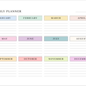 Yearly Tasks Printable Landscape, Annual to Do List, Simple Yearly ...