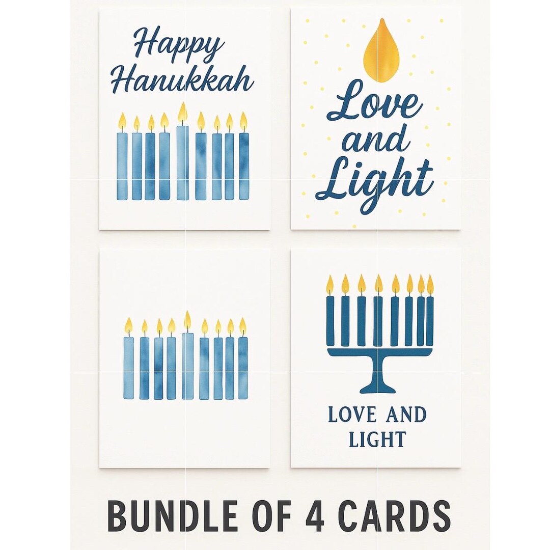 Watercolor Hanukkah Cards Printable | Jewish Holiday Bundle (PDF) - Etsy